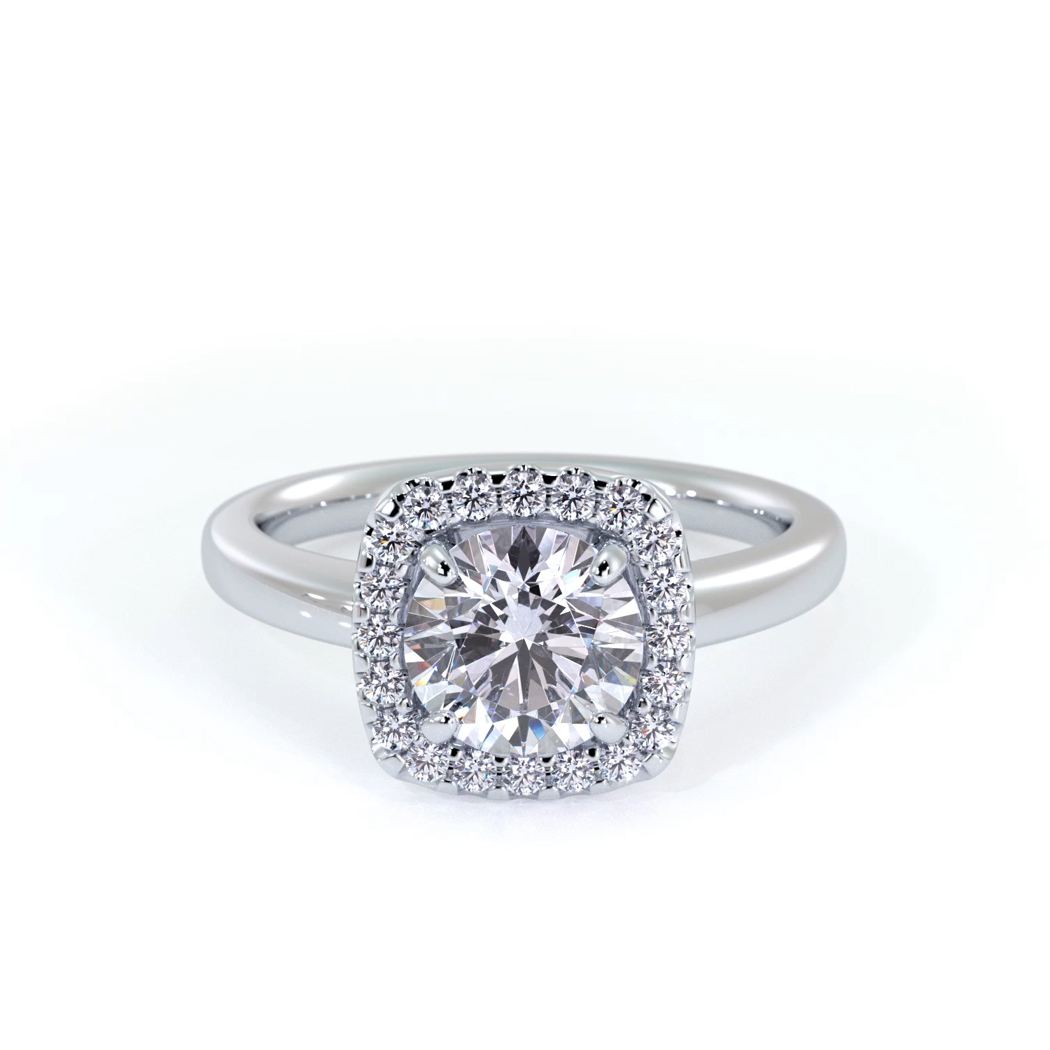 Moran Petite Sans, A Glowing Halo Diamond Engagement Ring