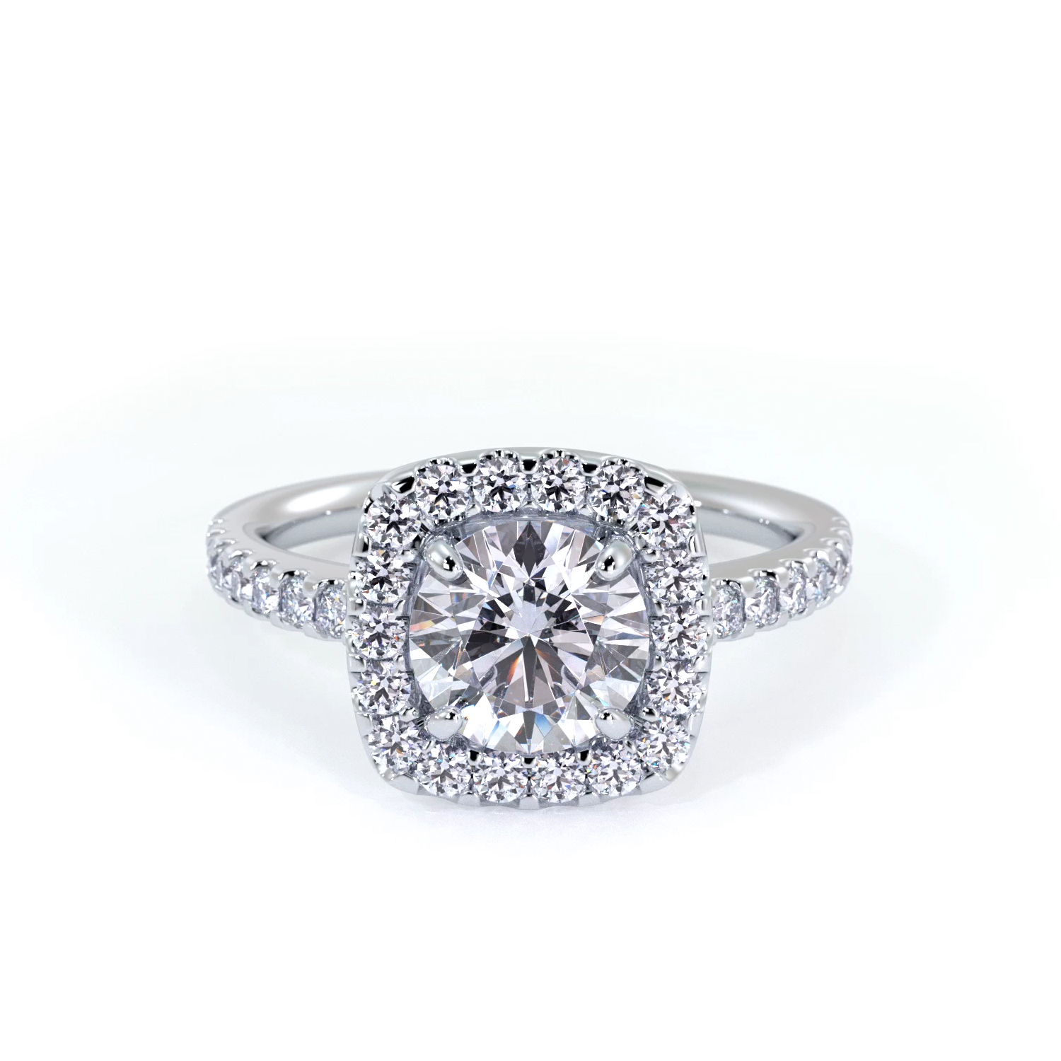 Moran, An Alluring Squared Halo Diamond Engagement Band