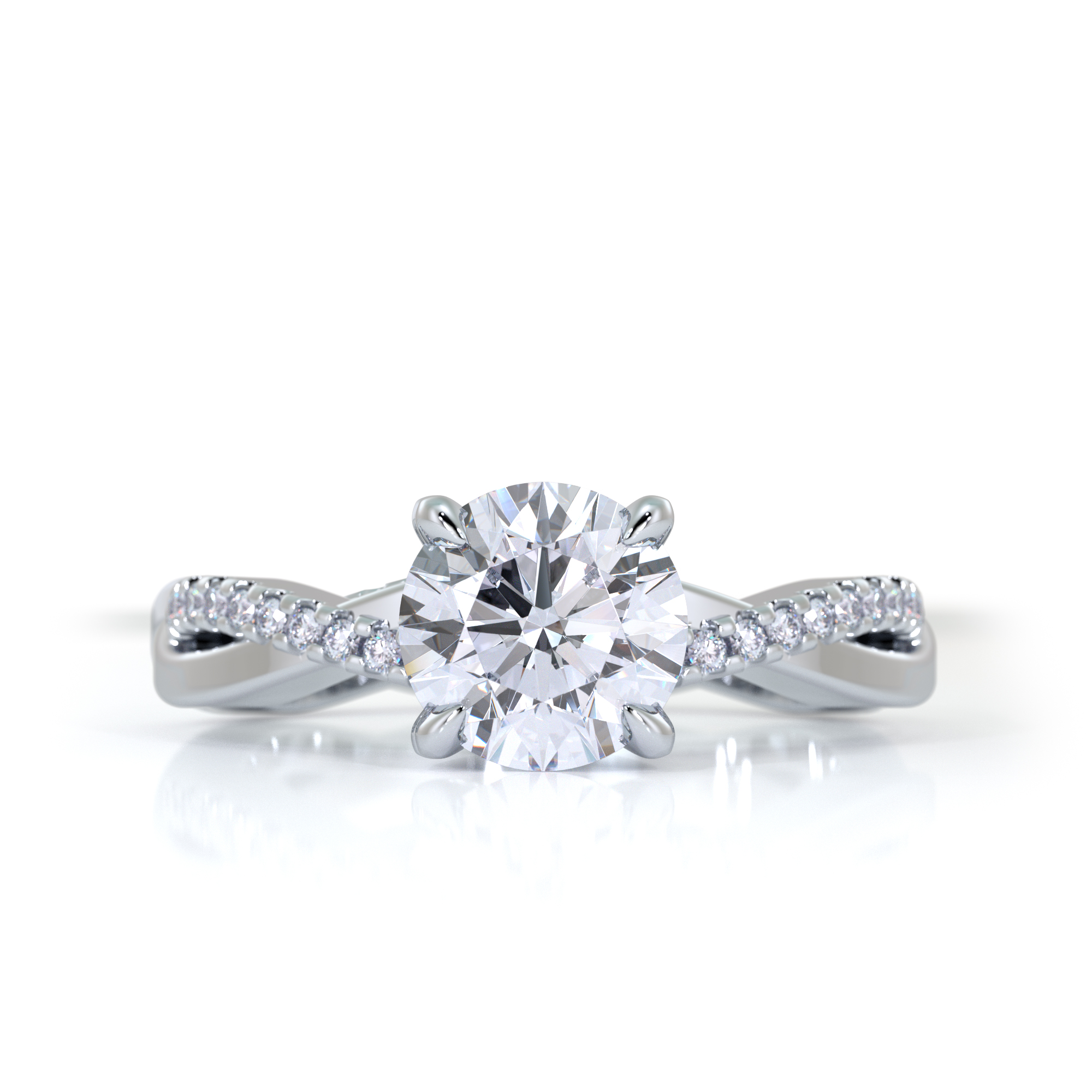 Conflict Free Diamond Engagement Ring and Pavé Band