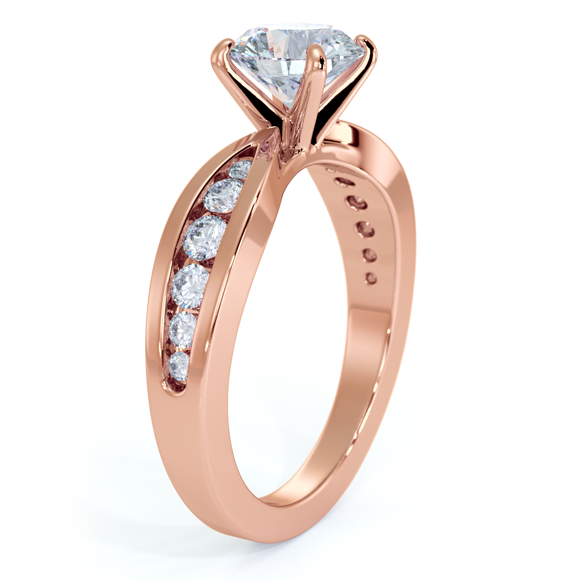 Jasper, A Pavé-set, Tapered Band Diamond Engagement Ring