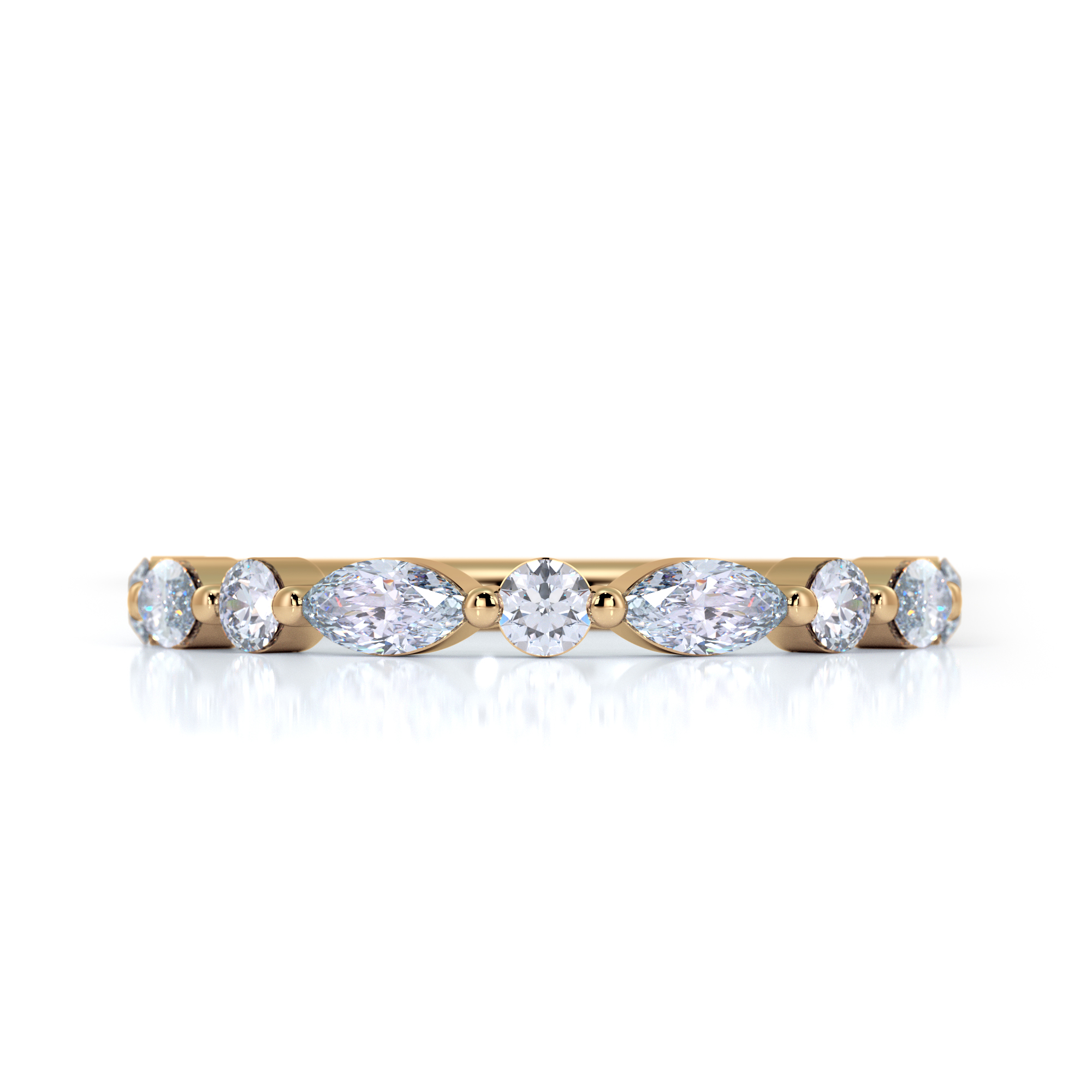 Floating Round & Oval Cut Diamond Wedding Ring