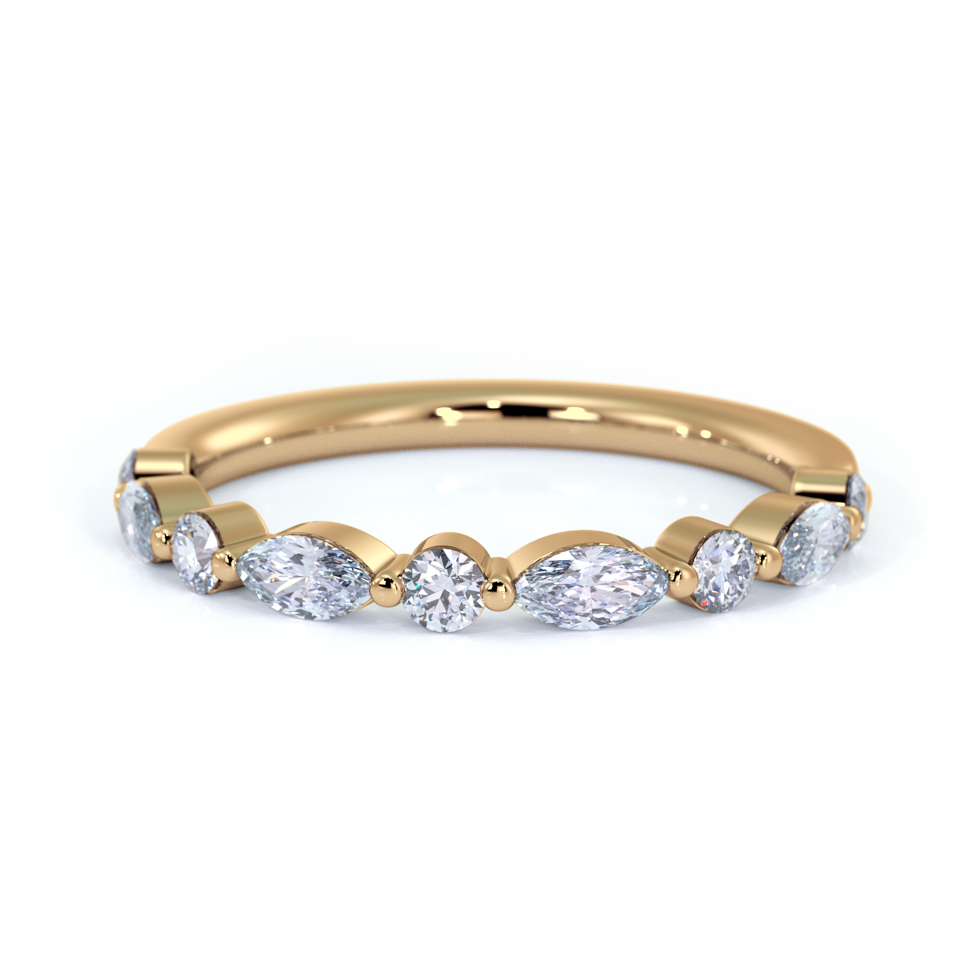 Floating Round & Oval Cut Diamond Wedding Ring