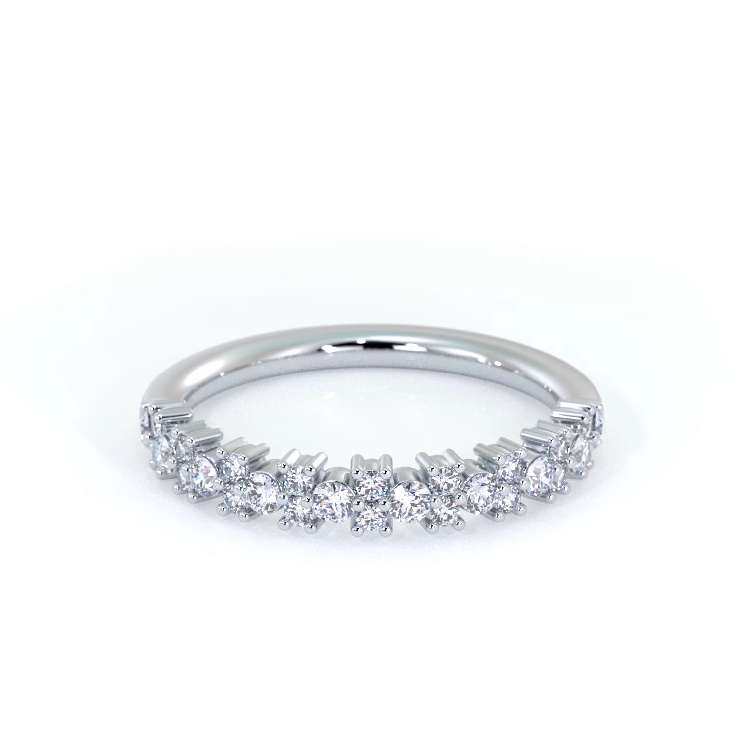 Alternating Vintage-Style Floating Diamond Wedding Band