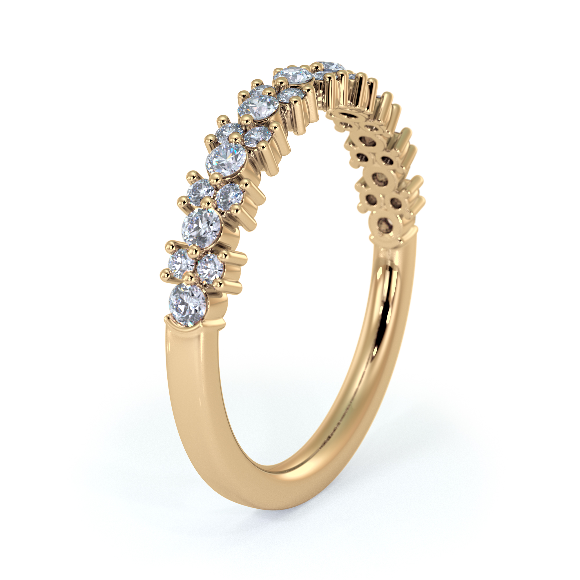 Alternating Vintage-Style Floating Diamond Wedding Band