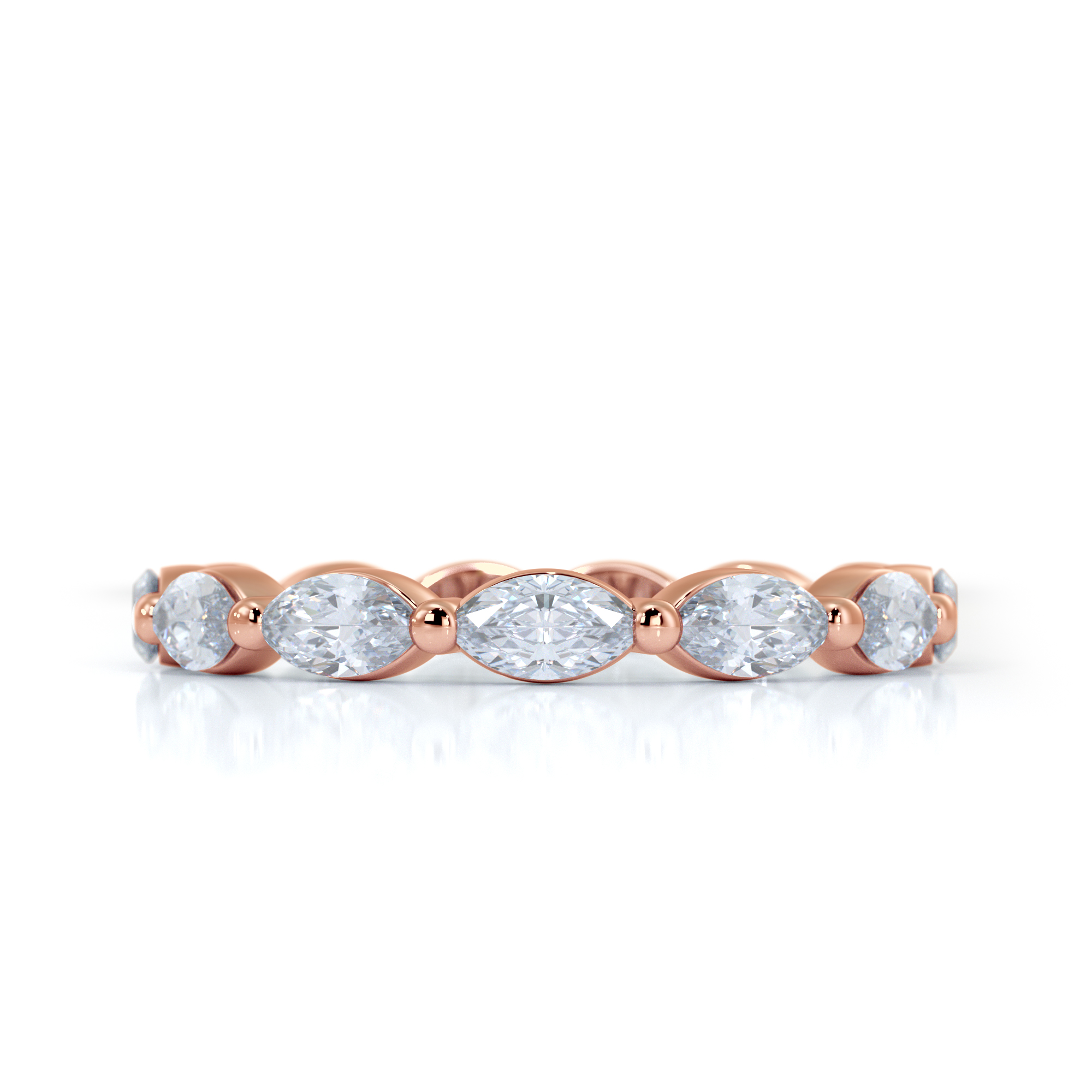 Floating, Oval Shaped, Diamond Eternity Wedding Band