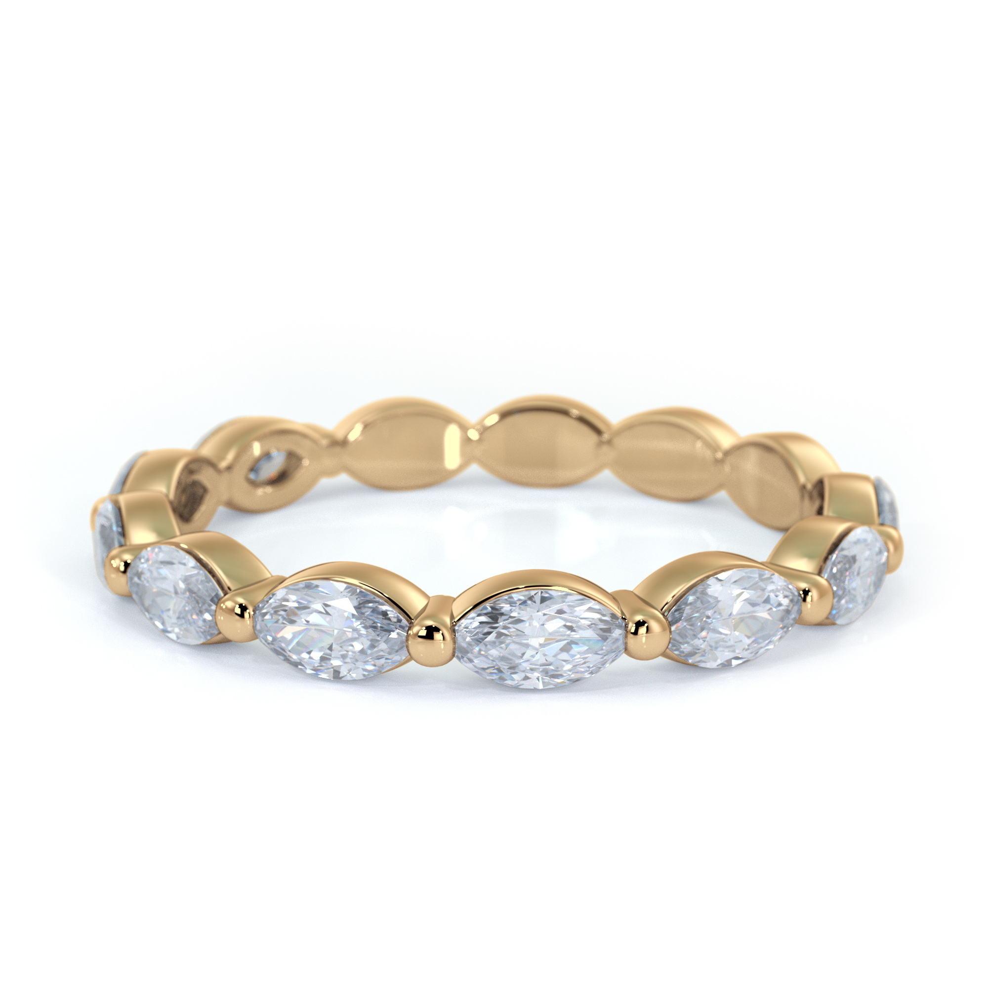 Floating, Oval Shaped, Diamond Eternity Wedding Band