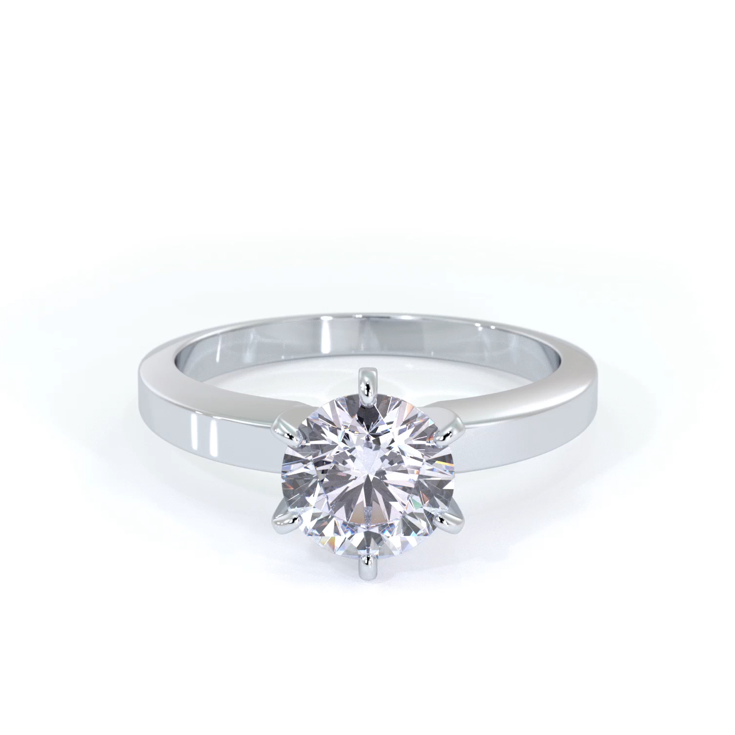 Grand Six Round Cut Solitaire Engagement Ring